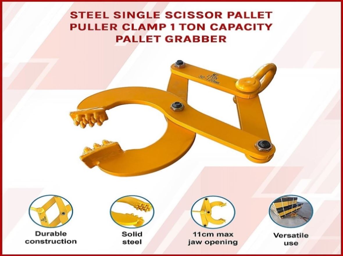 Steel Single Scissor Pallet Puller Clamp 1 Ton Capacity Pallet Grabber ...
