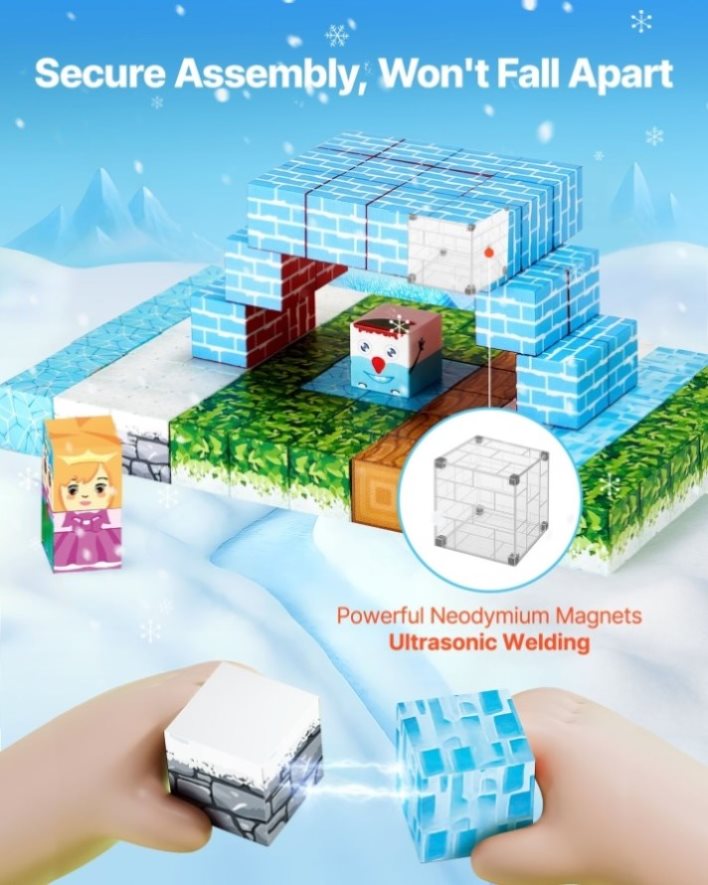 VEVOR Magnetic Blocks, 150 PCS Glacier Castle Set, Magnetic Building ...