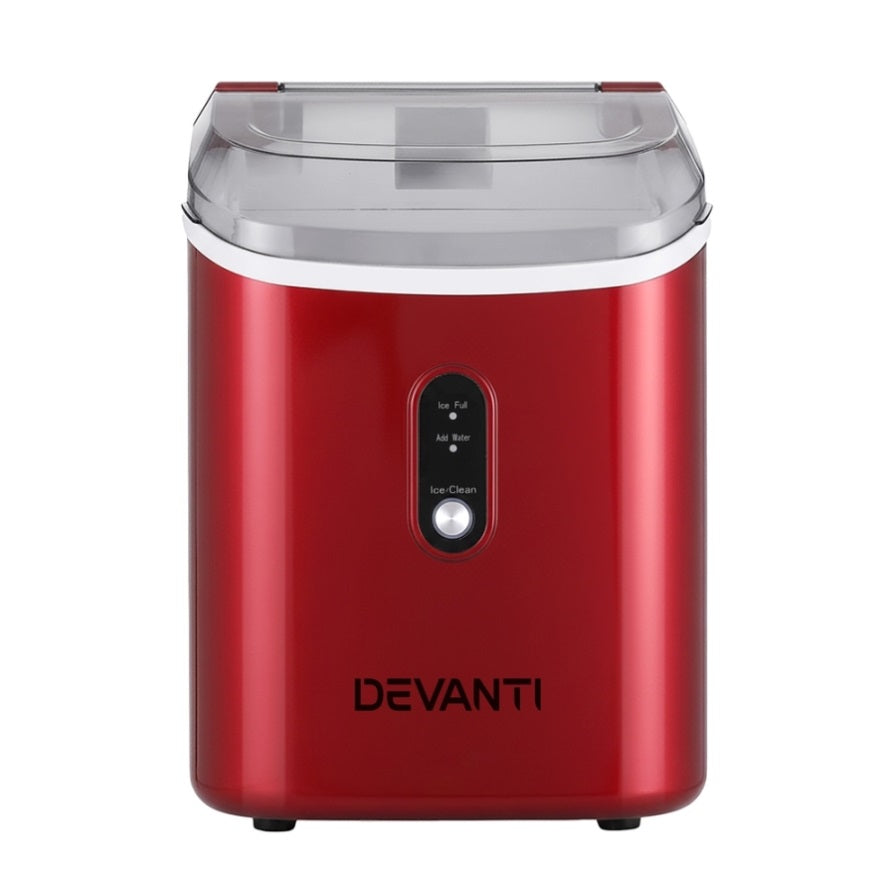 Devanti Ice Maker Machine 15kg Nugget Chewable Ice Cube IM-ZB15N01-RED ...