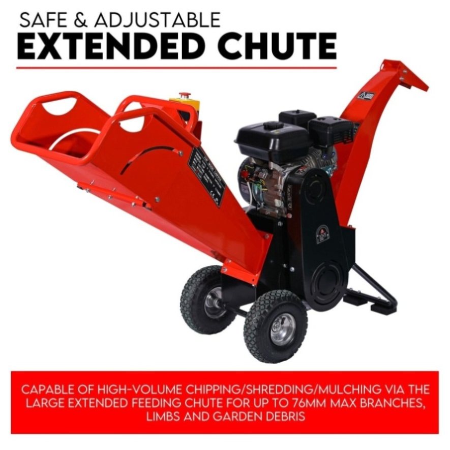 7HP Wood Chipper Self Feeding Shredder Mulcher Machine Petrol Garden ...
