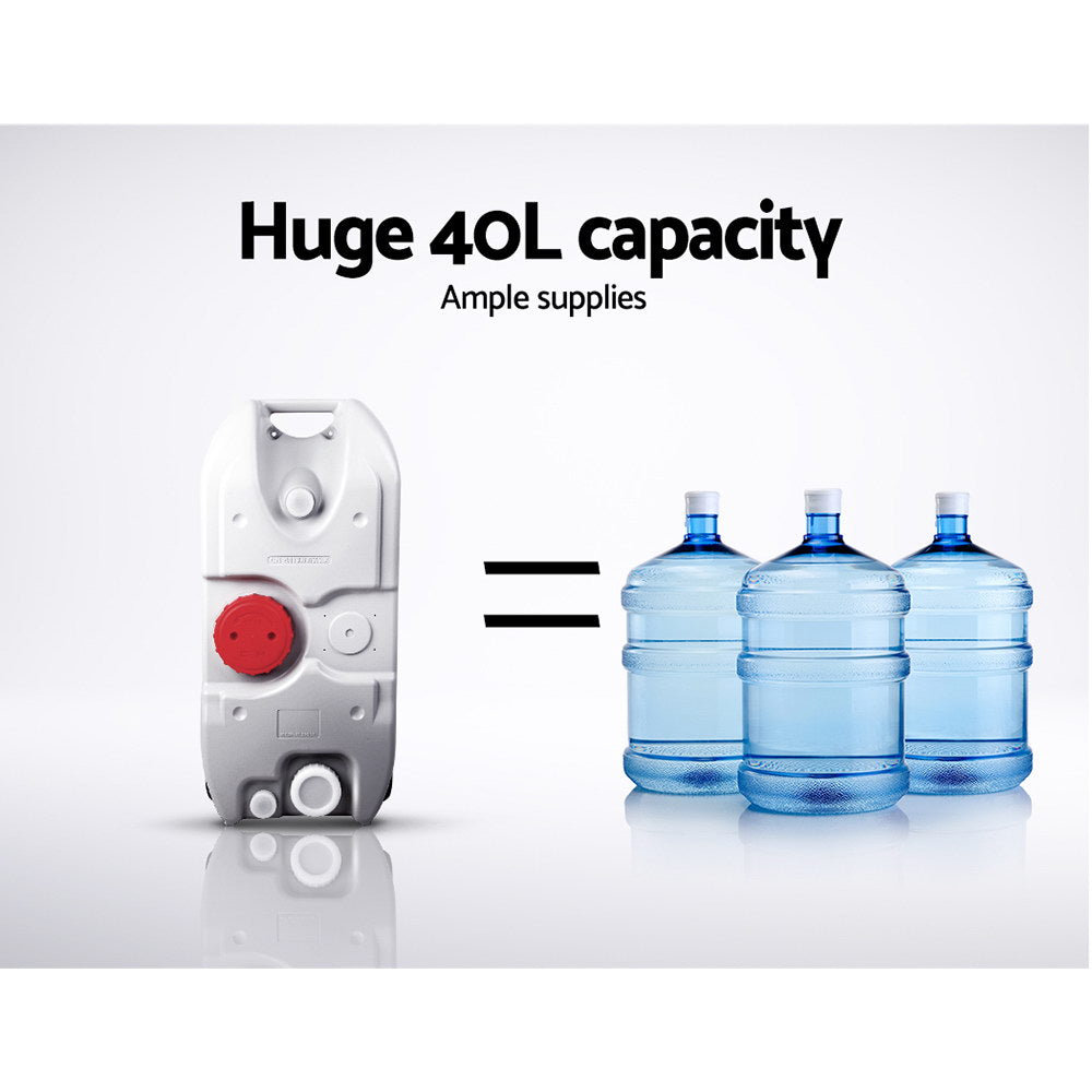 Weisshorn 40L Portable Wheel Water Tank Camping Caravan Storage Grey ...