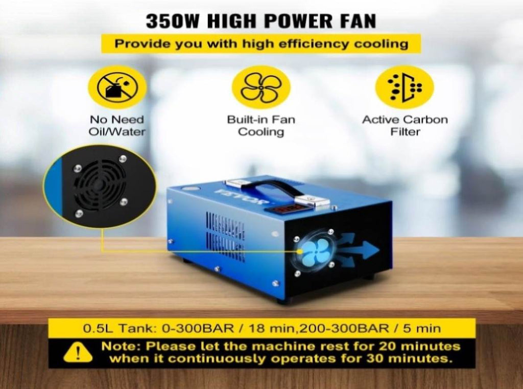 VEVOR PCP Air Compressor Scuba Compressor 4500PSI Manual-Stop 12V/220V ...