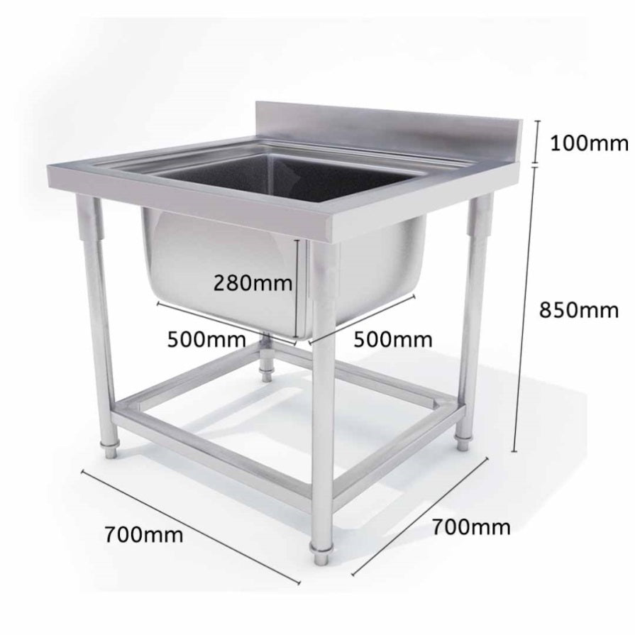 SOGA 70*70*85cm Stainless Steel Work Bench Sink Commercial Restaurant ...