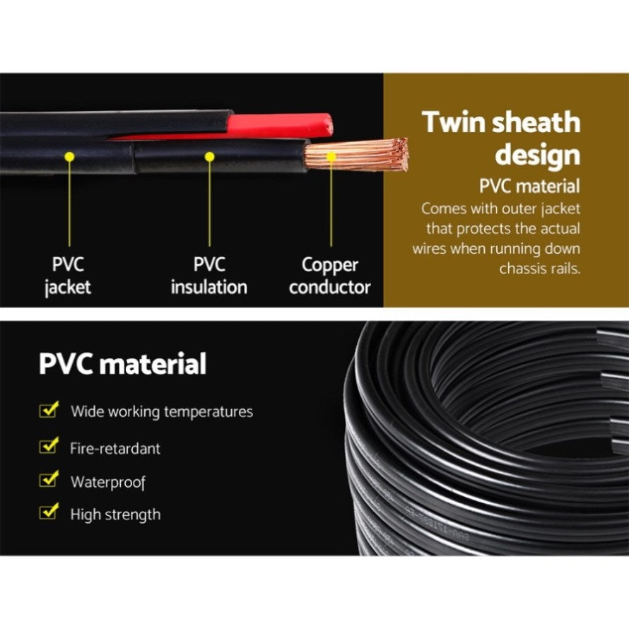 Giantz 15AWG Twin Core Wire Electrical Cable 100M Electric Extension ...