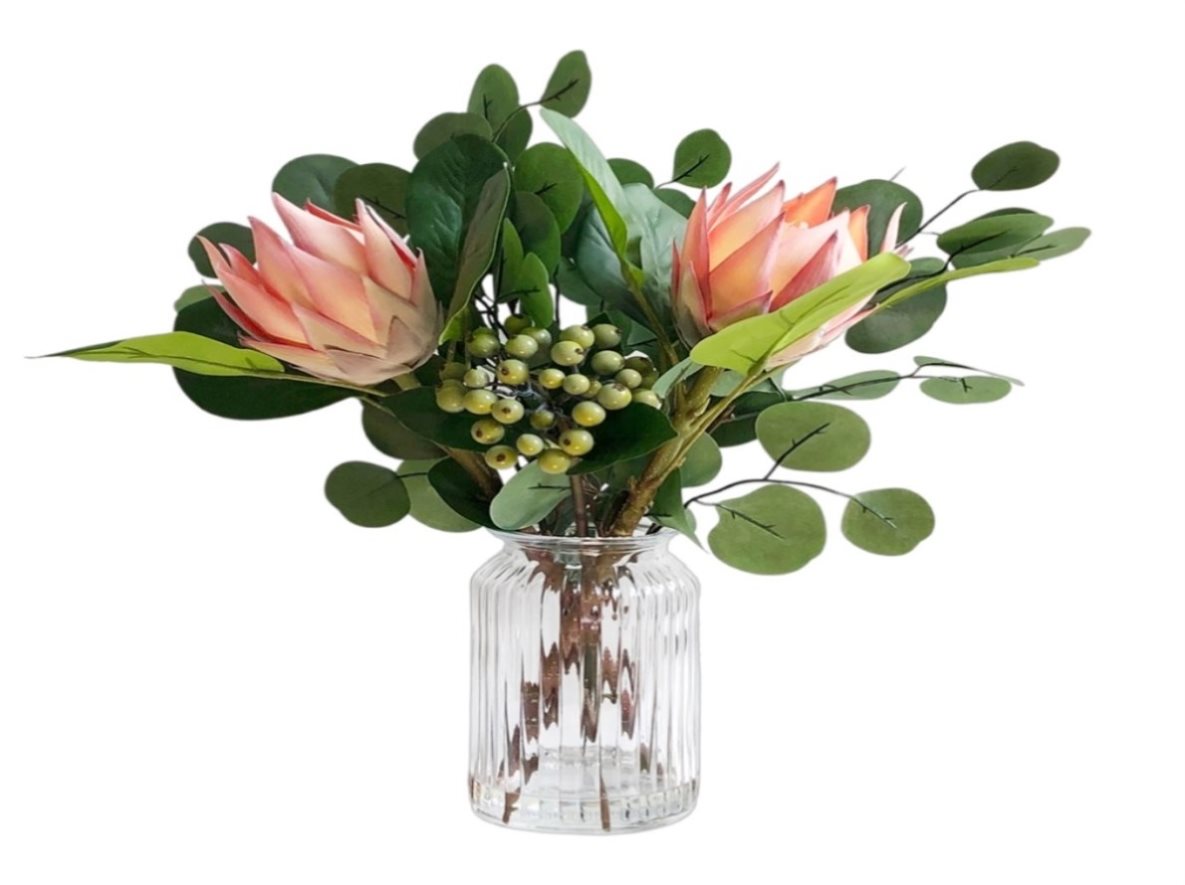 Artificial Protea in Glass Vase 46cm V637-AFL32317 – ZNTS Wholesale ...