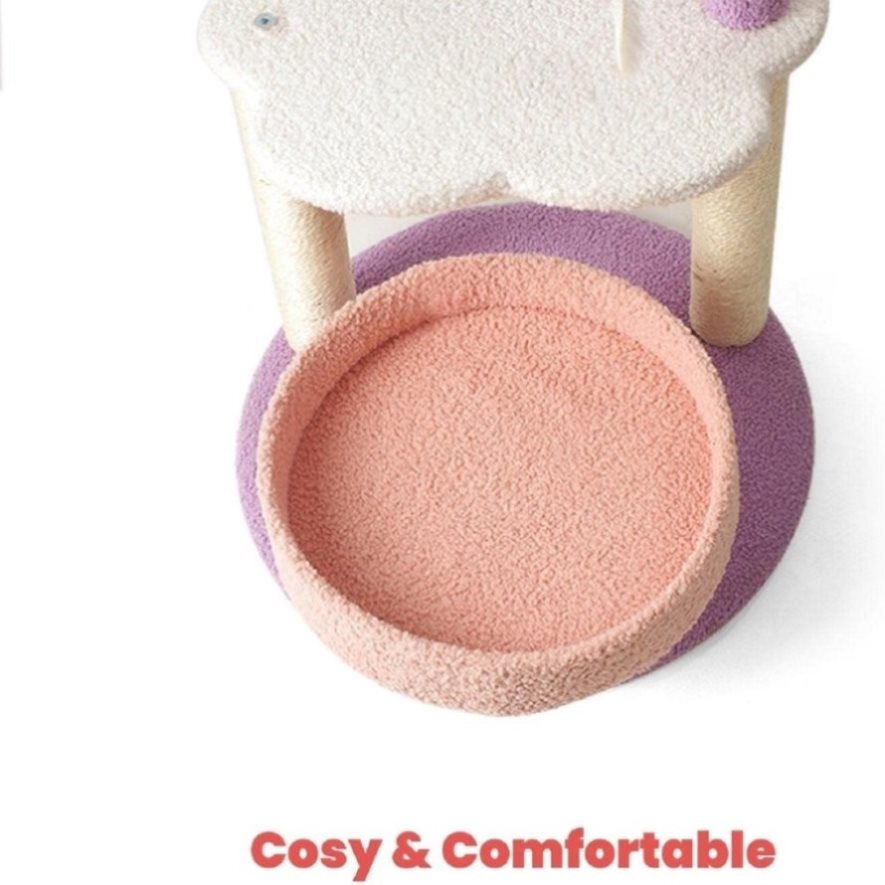 Floofi 61cm Galaxy Plush Scratching Post Cat Tree Pink Purple V227 ...