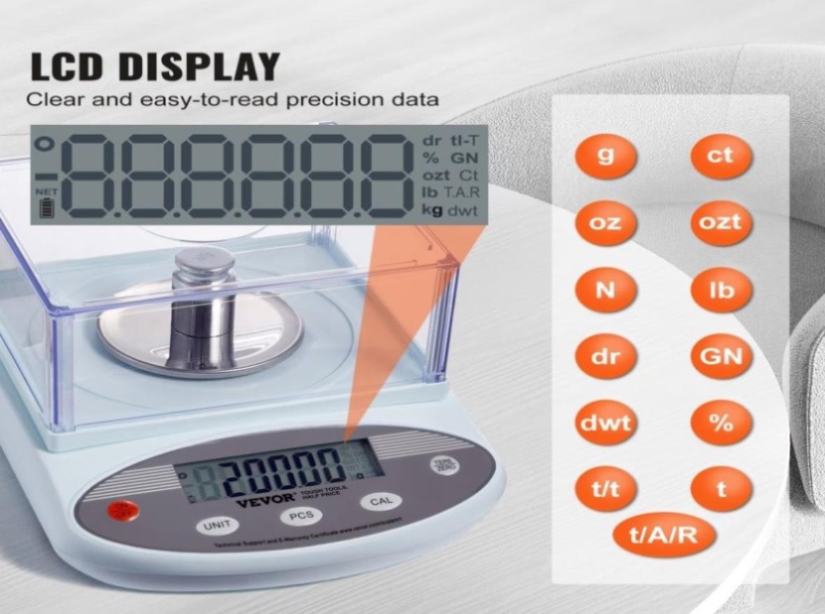 VEVOR Analytical Balance Lab Scale 500g x 0.001g 13 Units with ...