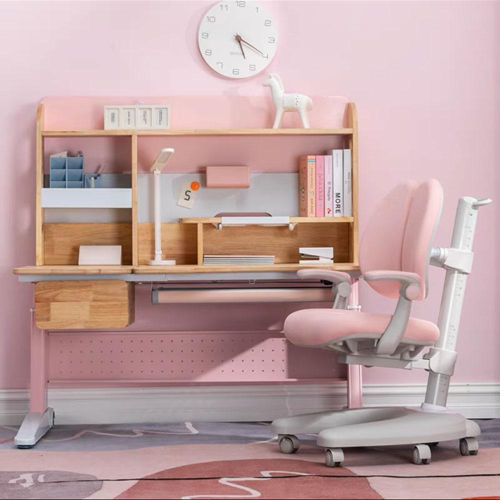 Solid Rubber Wood Height Adjustable Children Kids Ergonomic Pink Study ...
